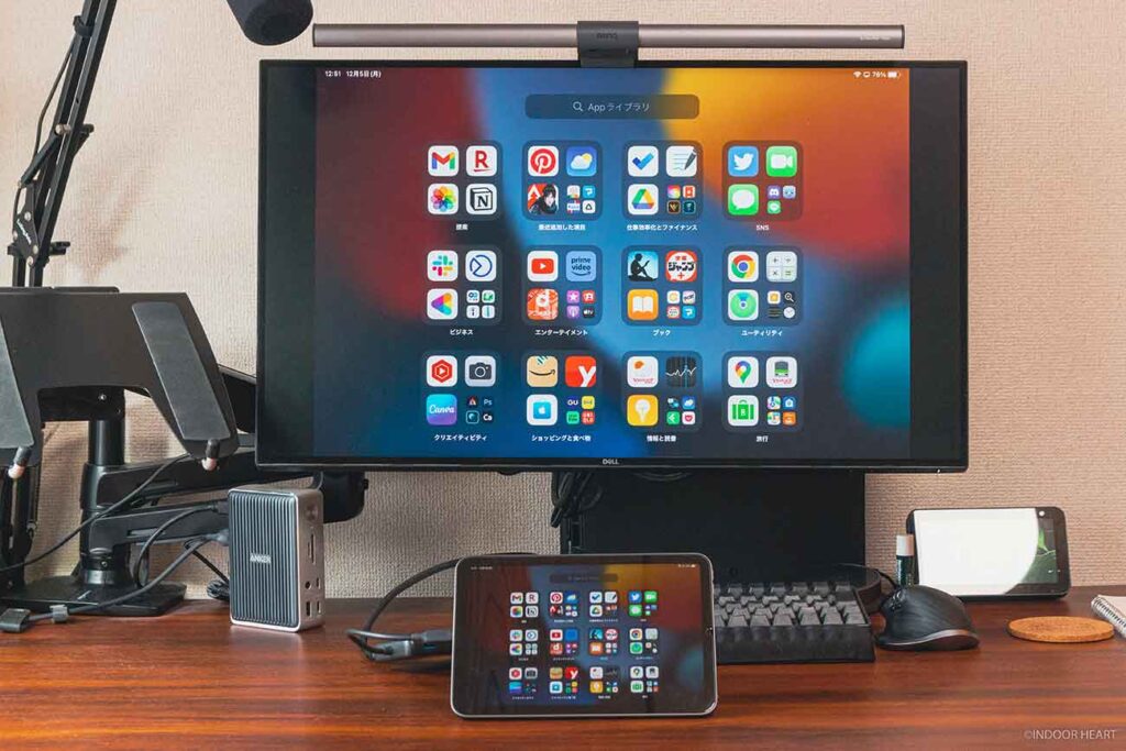 iPad miniをUSB-Cハブ or ドッキングステーション経由で外部モニターに出力。キーボードとマウスが利用できてPCライクに ...